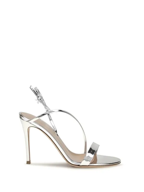 GIANVITO ROSSI Manhattan Metallic-effect Leather Sandals - Silver