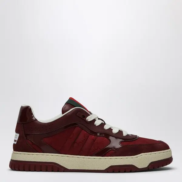 Gucci Re-web Sneakers In Burgundy Gg Fabric - Red