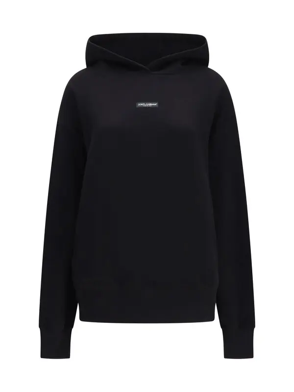 Dolce & Gabbana Logo Patch Cotton Hooded Sweatshirt