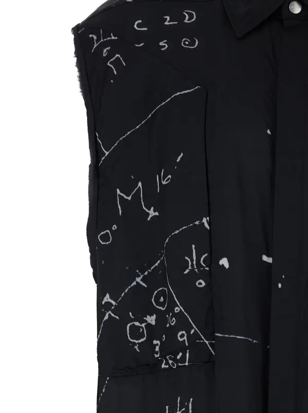 Rick Owens Shirt With Classic Collar And All-over Print In Black Viscose Blend For - Multicolor