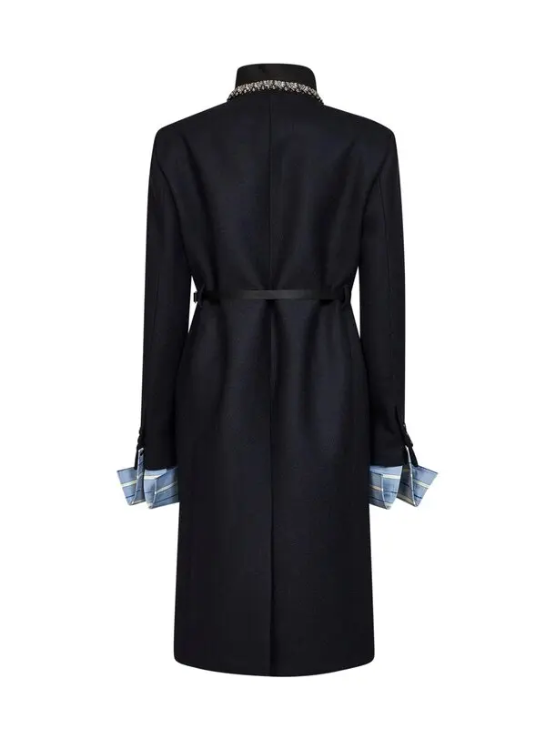 Prada Embroidered Belted Coat - Multicolor