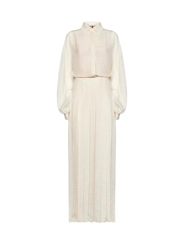 Fendi Silk Crêpe Jacquard Long Shirt Dress - Multicolor