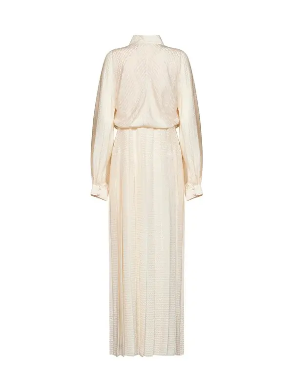 Fendi Silk Crêpe Jacquard Long Shirt Dress - Multicolor