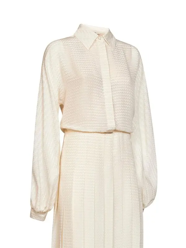 Fendi Silk Crêpe Jacquard Long Shirt Dress - Multicolor