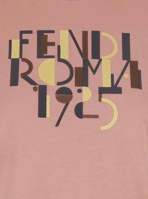Fendi Cotton Logo Crewneck T-shirt - Pink