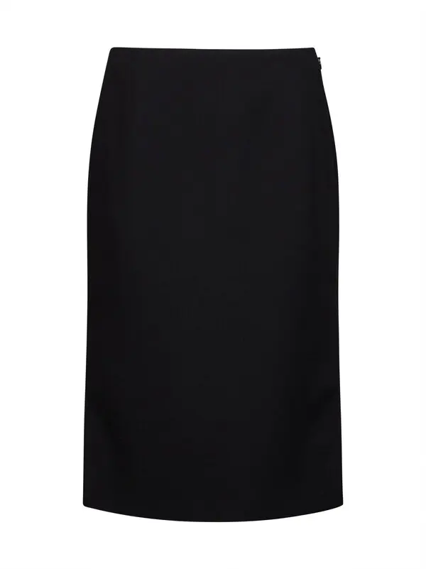 Fendi Black Wool And Silk Midi Pencil Skirt - Multicolor