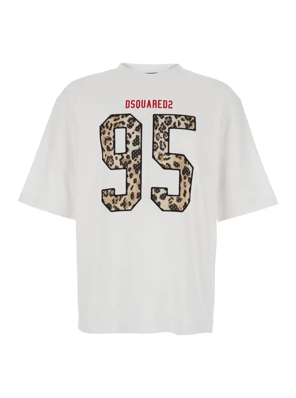 Dsquared2 T-shirt With Maxi Logo On The Front In Cotton For - White