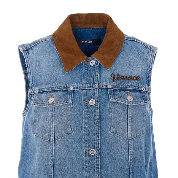 Versace Flared Denim Dress With Logo