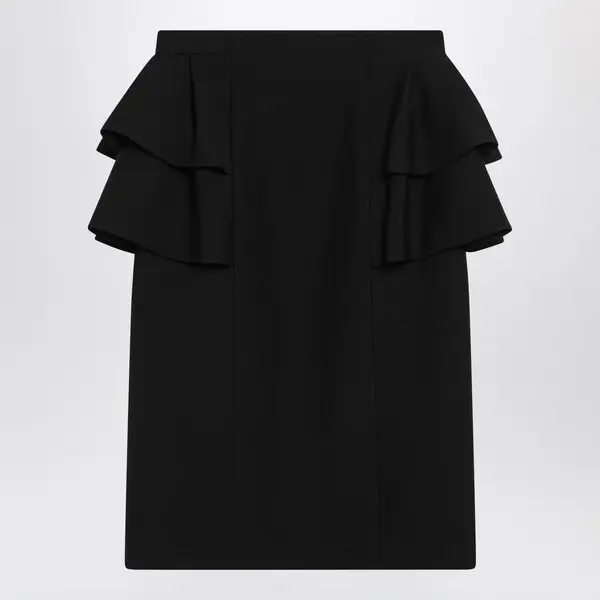 Valentino Garavani Skirt With Ruffles On The Sides - Black