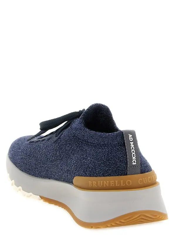 Brunello Cucinelli Jacquard Knit Sneakers - Blue