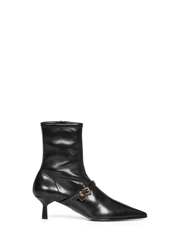 Prada Calzature Black Stretch Nappa Leather Ankle Boots - Multicolor