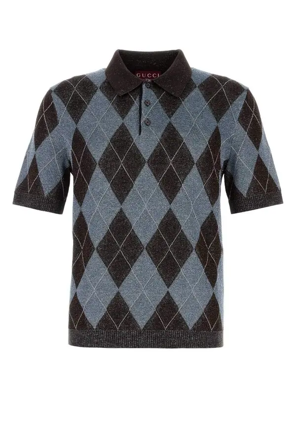 Gucci Embroidered Wool Blend Polo Shirt