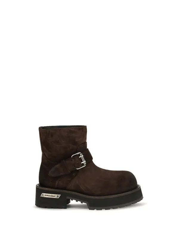 Balenciaga Venom Mini Waxed Suede Calf Leather Ankle Boots - Brown