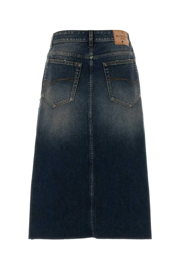 Balenciaga Two-tone Twill And Denim Skirt - Multicolor