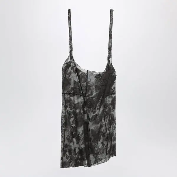 Prada Chantilly Lace Midi Skirt With Straps - Brown