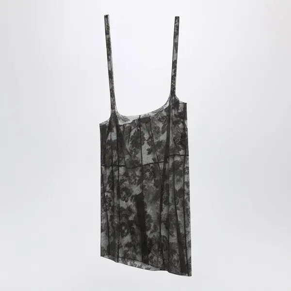 Prada Chantilly Lace Midi Skirt With Straps - Brown