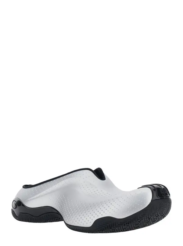 Balenciaga Grey Mules With Logo On The Side And Number On The Front And Back In Tech Fabric