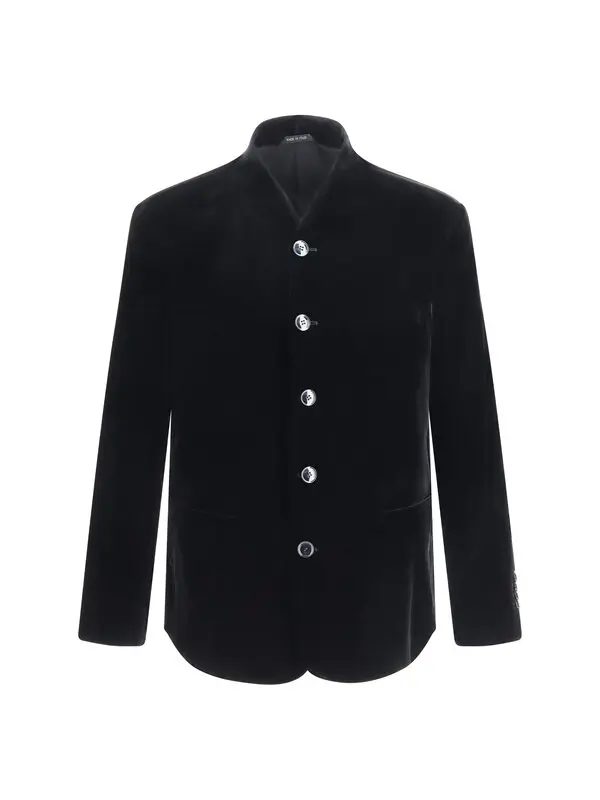 Giorgio Armani Blazer One Shot In Stretch Viscose And Cupro Velvet - Black