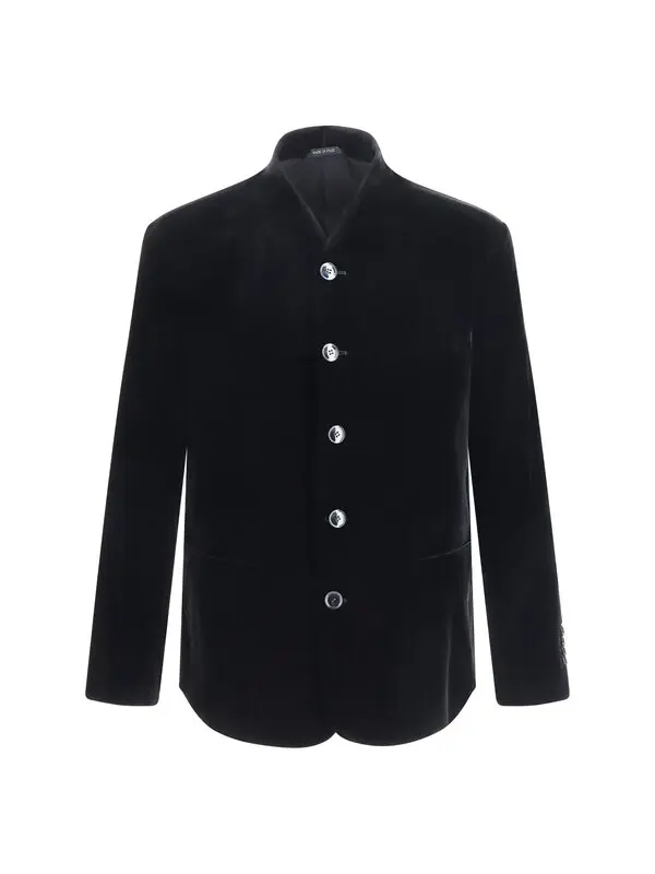 Giorgio Armani Blazer One Shot In Stretch Viscose And Cupro Velvet - Black