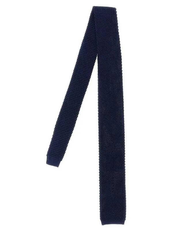 Brunello Cucinelli Silk Knit Tie - Blue