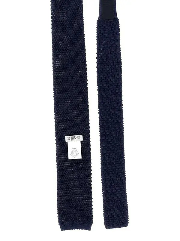 Brunello Cucinelli Silk Knit Tie - Blue