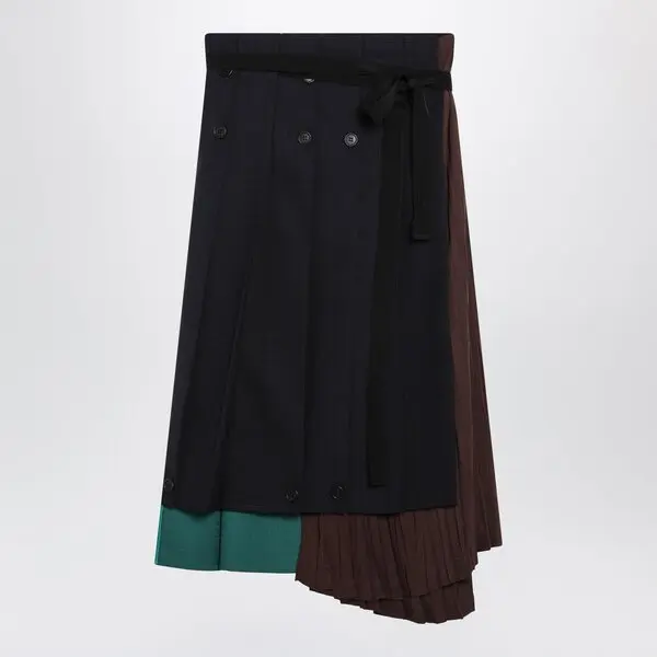 Prada Asymmetric Patchwork Skirt In Virgin Wool