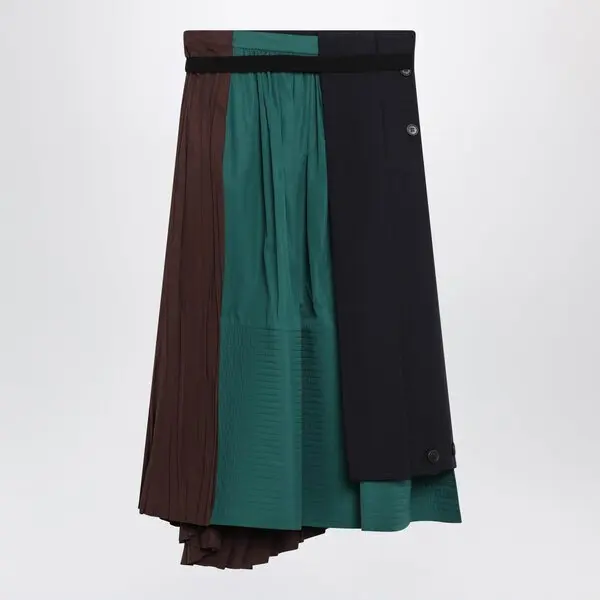 Prada Asymmetric Patchwork Skirt In Virgin Wool