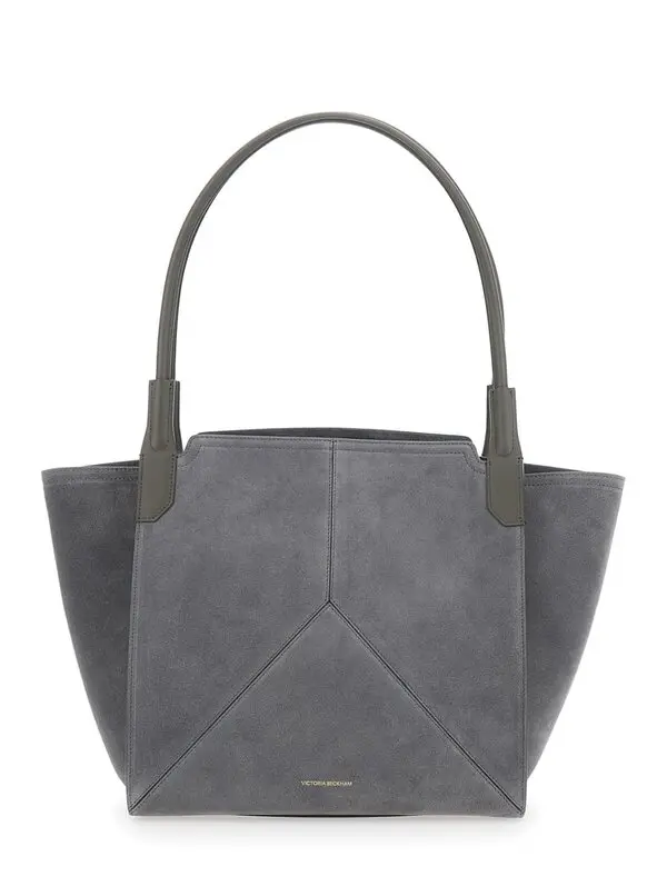 Victoria Beckham Handbag Piccola' With Logo Lettering Embossed On The Front In Grey Suede For - Multicolor