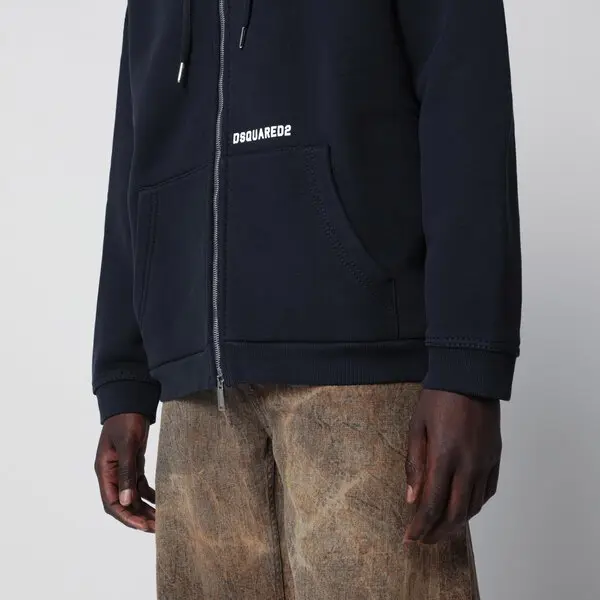 Dsquared2 Stretch Cotton Zip-up Hoodie - Blue