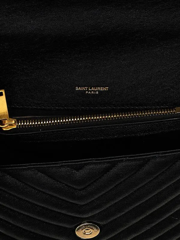 Saint Laurent College Leather Crossbody Bag - Black