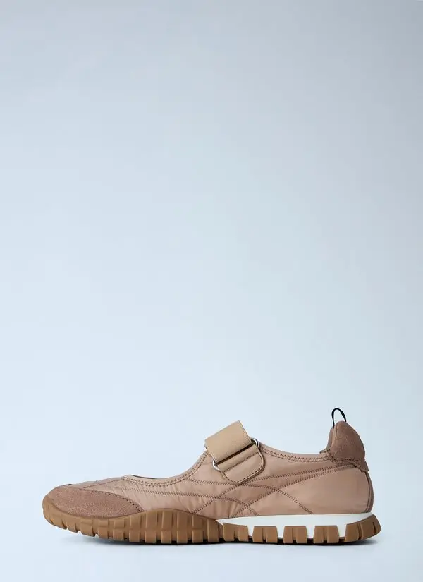 Miu Miu Tyre Technical Fabric And Suede Ballerinas