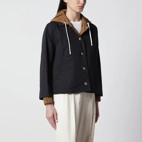 Herno Reversible Jacket /caramel In Cotton Gabardine - Blue