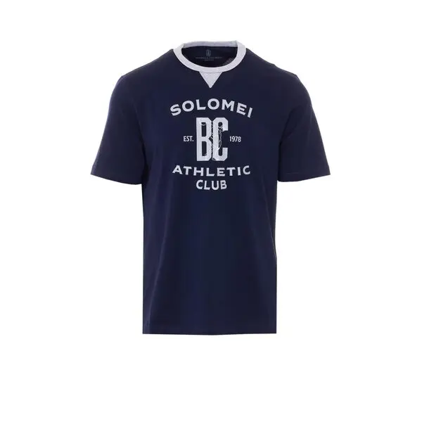 Brunello Cucinelli Solomei Print Logo T-shirt - Blue