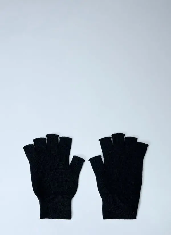 Rick Owens Ribbed Trim Fingerless Gloves