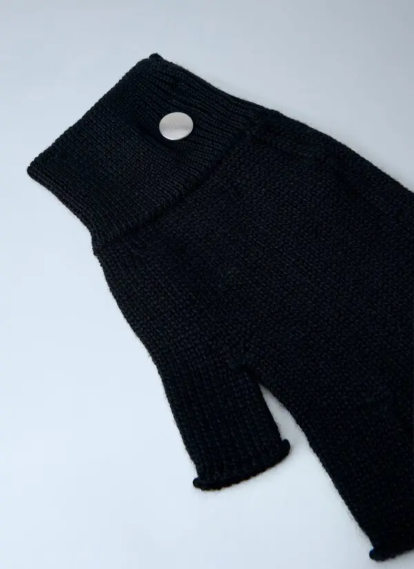 Rick Owens Ribbed Trim Fingerless Gloves