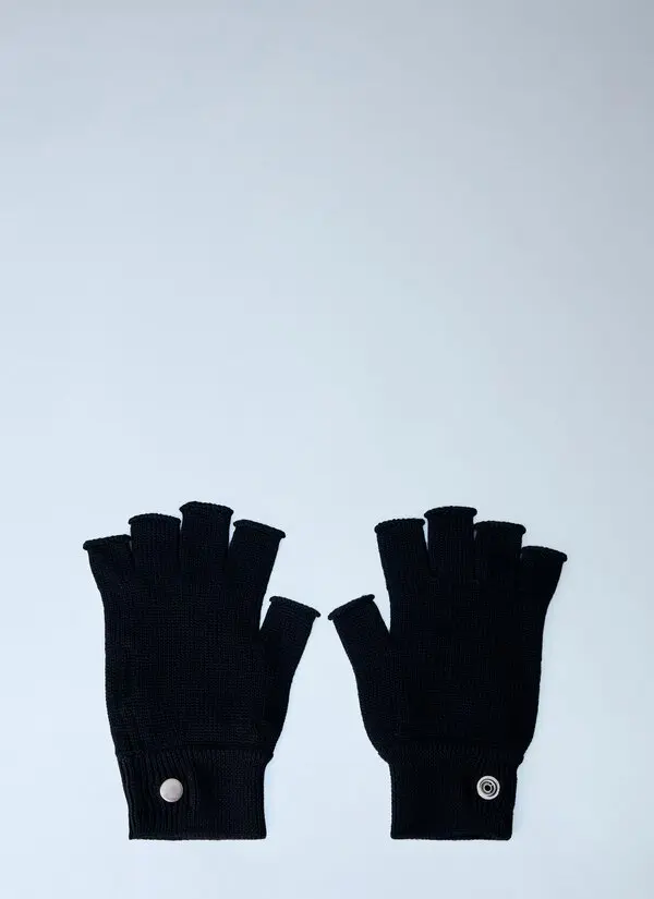Rick Owens Ribbed Trim Fingerless Gloves - Black