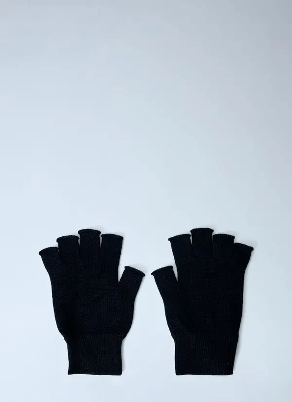 Rick Owens Ribbed Trim Fingerless Gloves