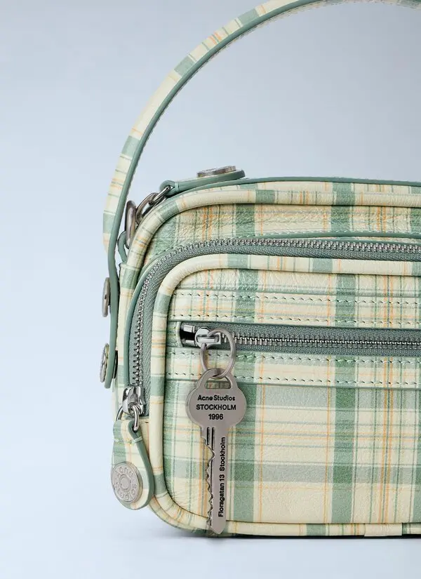Acne Studios Check Leather Camera Handbag - Green