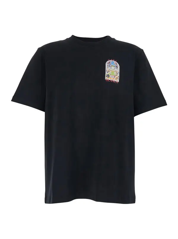 Casablanca Black T-shirt With Logo Detail On The Front And Maxi Logo On The Back In Cotton - Multicolor