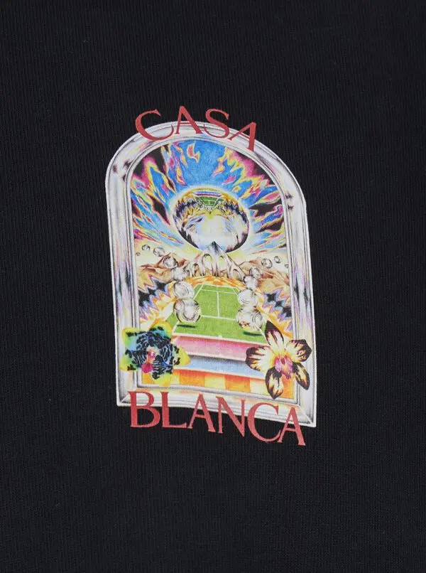 Casablanca Black T-shirt With Logo Detail On The Front And Maxi Logo On The Back In Cotton - Multicolor