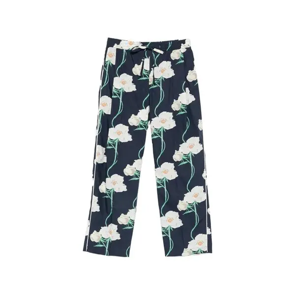 Kenzo Floral Print Straight Trousers - Blue