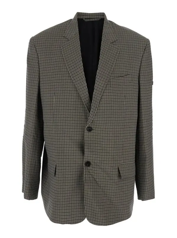 Balenciaga Brown Striped Jacket With Logo Patch On Sleeve For - Multicolor