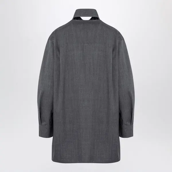 JIL SANDER Grey Wool Shirt With Scarf