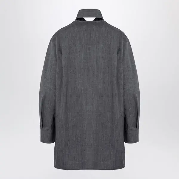 JIL SANDER Wool Shirt With Scarf - Gray