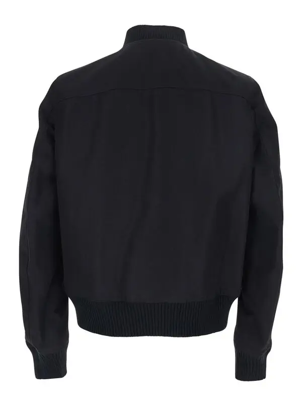 Rick Owens Heizer Flight' Bomber Jacket With Two Front Zip Pockets In Cotton Blend - Black