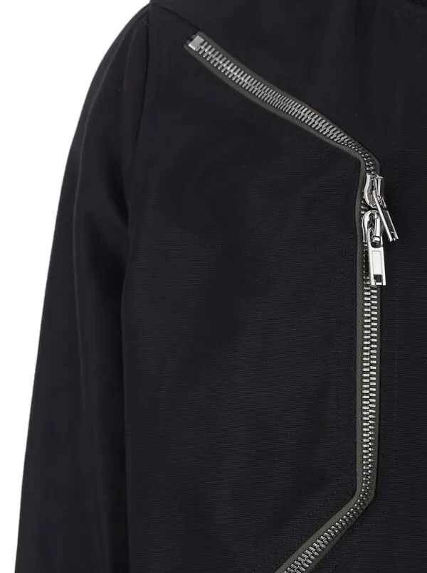 Rick Owens Heizer Flight' Bomber Jacket With Two Front Zip Pockets In Cotton Blend - Black