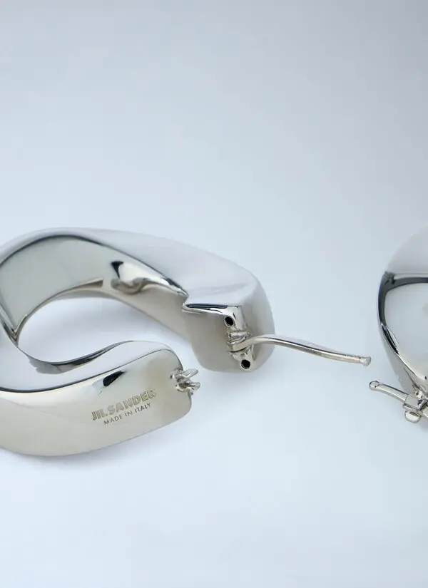 JIL SANDER Sculpted Hoop Earrings - Silver