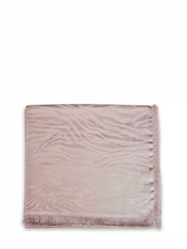 Fendi Silk Taupe Tiger Animalier Silk And Cashmere Jacquard Stole - Multicolor