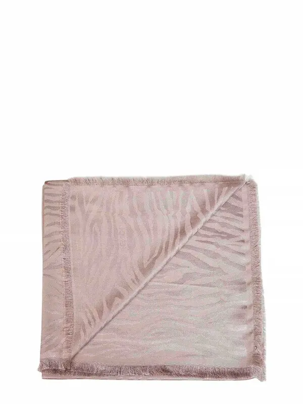 Fendi Silk Taupe Tiger Animalier Silk And Cashmere Jacquard Stole - Multicolor