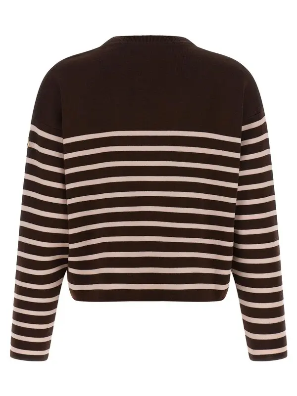 Moncler Striped Wool Crew Neck Sweater - White